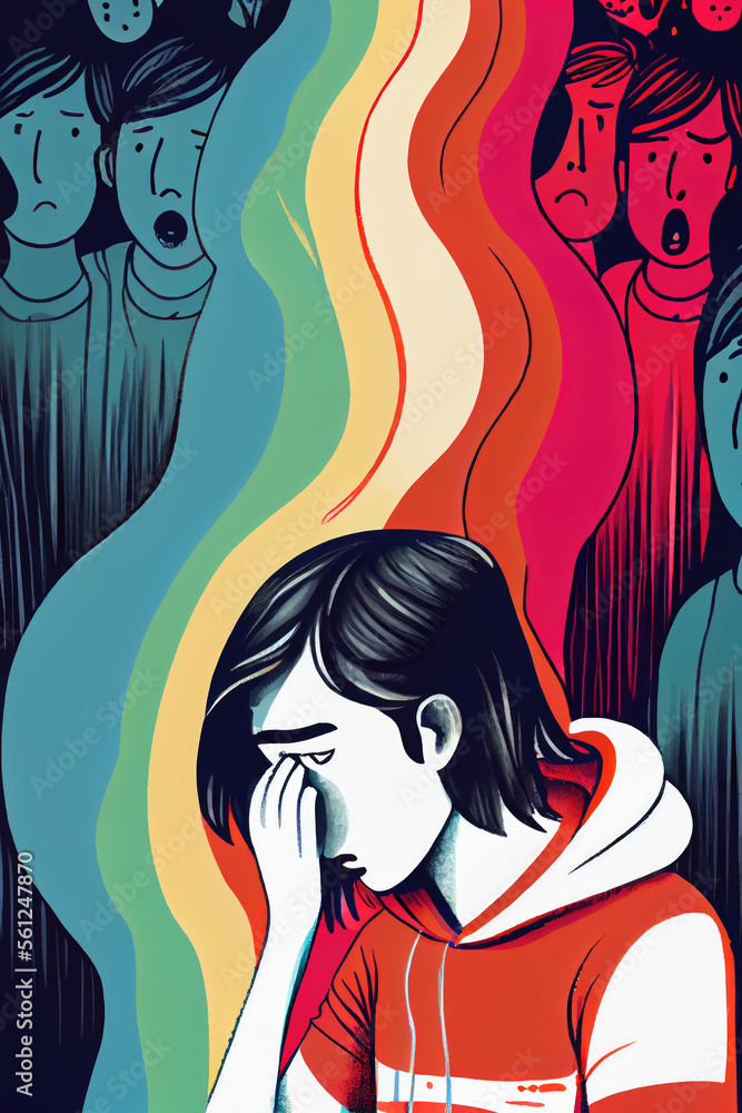 Harcèlement homophobe. Harcèlement scolaire. Enfant adolescent victime ...