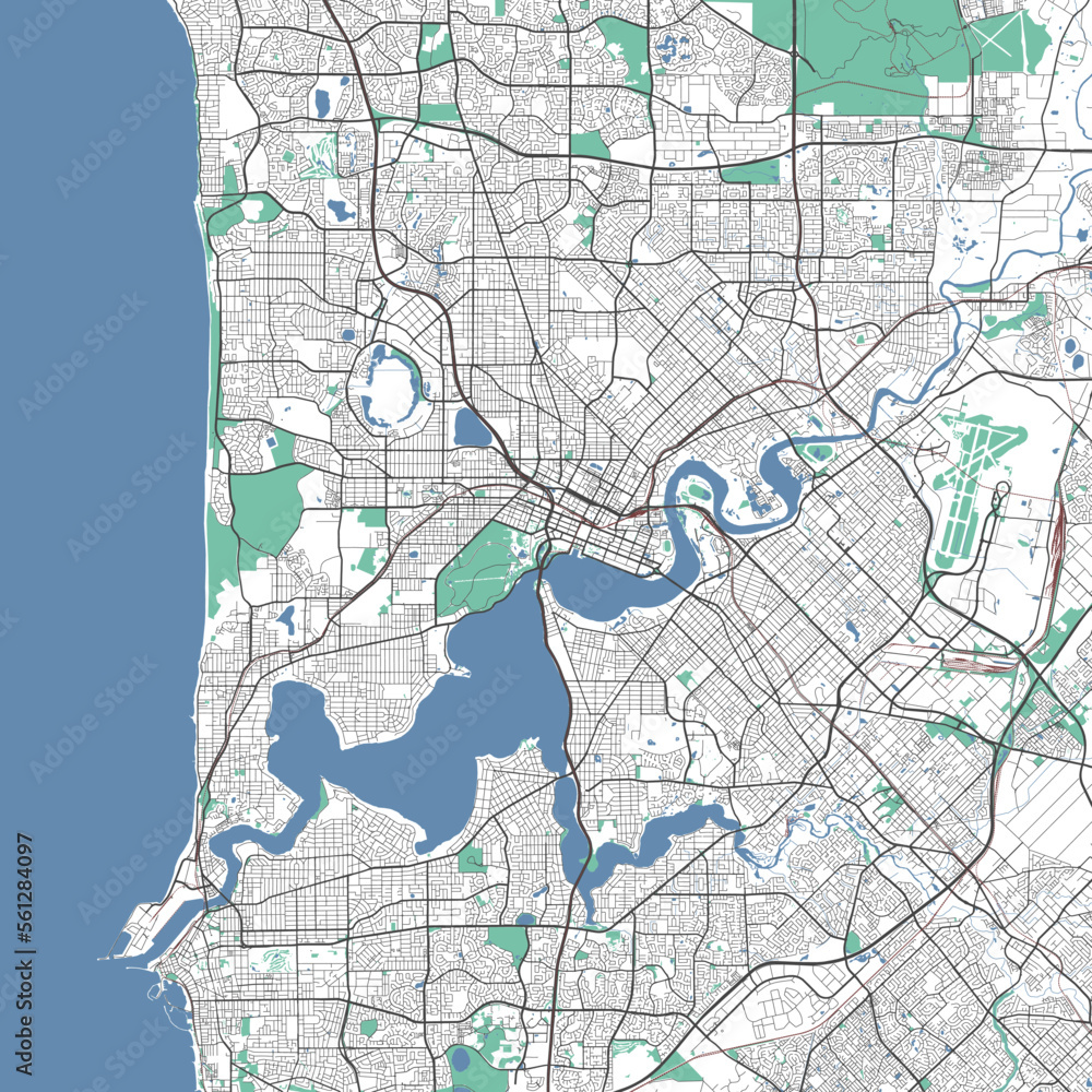 Detailed map of Perth city, сityscape. Royalty free vector illustration ...