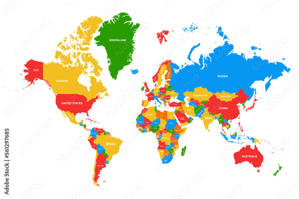 World Vector Map. Political World map design. Isolated world map ...