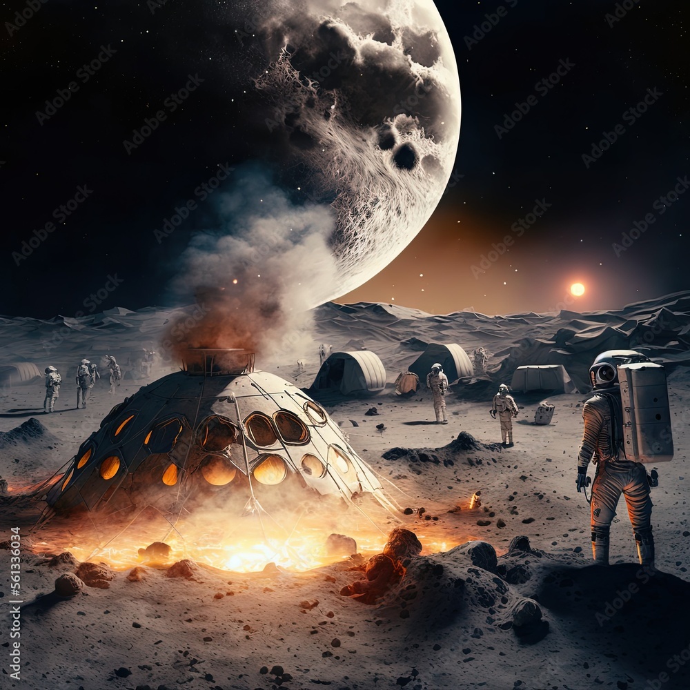 Astronauts in space expedition ,space exploration. Mission on alien ...