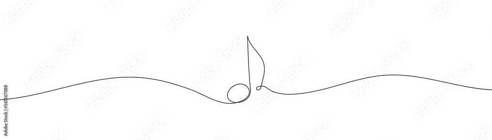 Quaver whole note vector illustration, continuous line art drawing ...