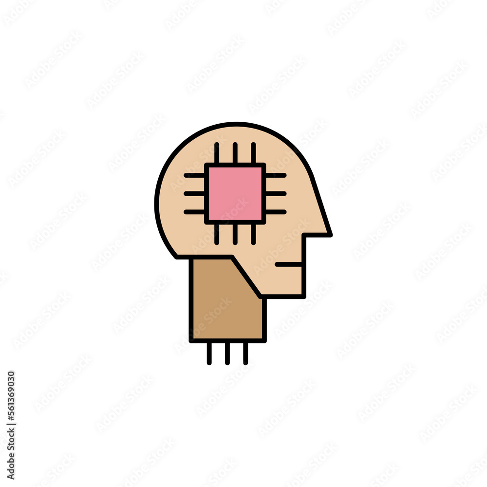 Robotics human mind robot outline icon. Signs and symbols can be used ...