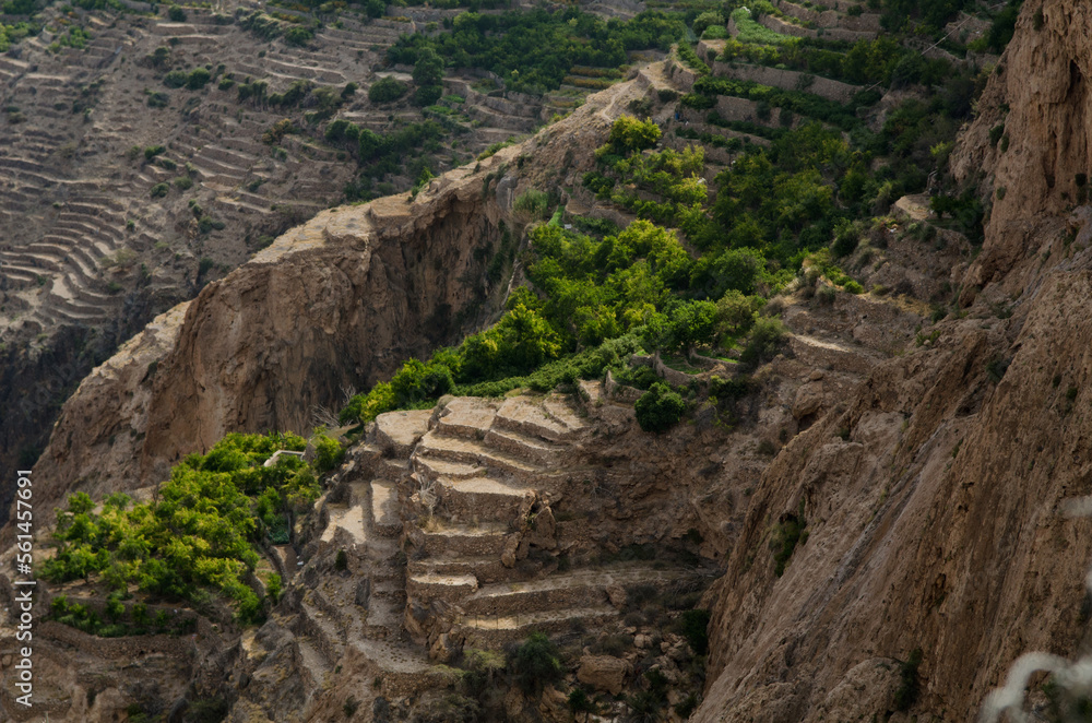 Green mountains known as Jebel Akhdar of the Hajar mountain range,home ...