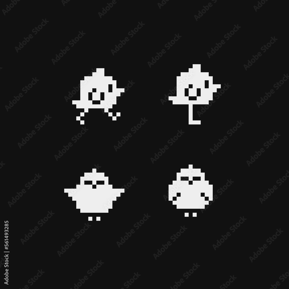 Cute chick emoji, pixel art style icons set, element design for logo ...