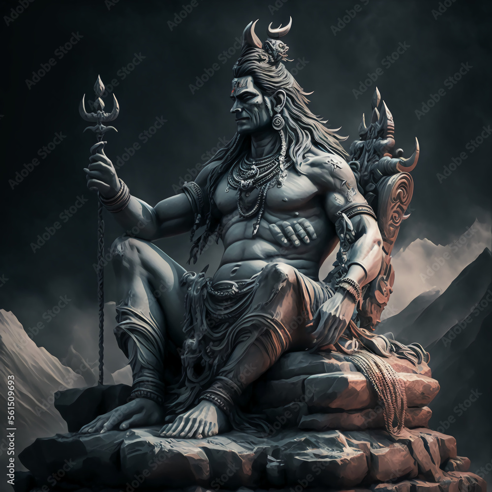 Angry Lord shiva sitting on Himalayan mountain, Hindu god, Father of ...