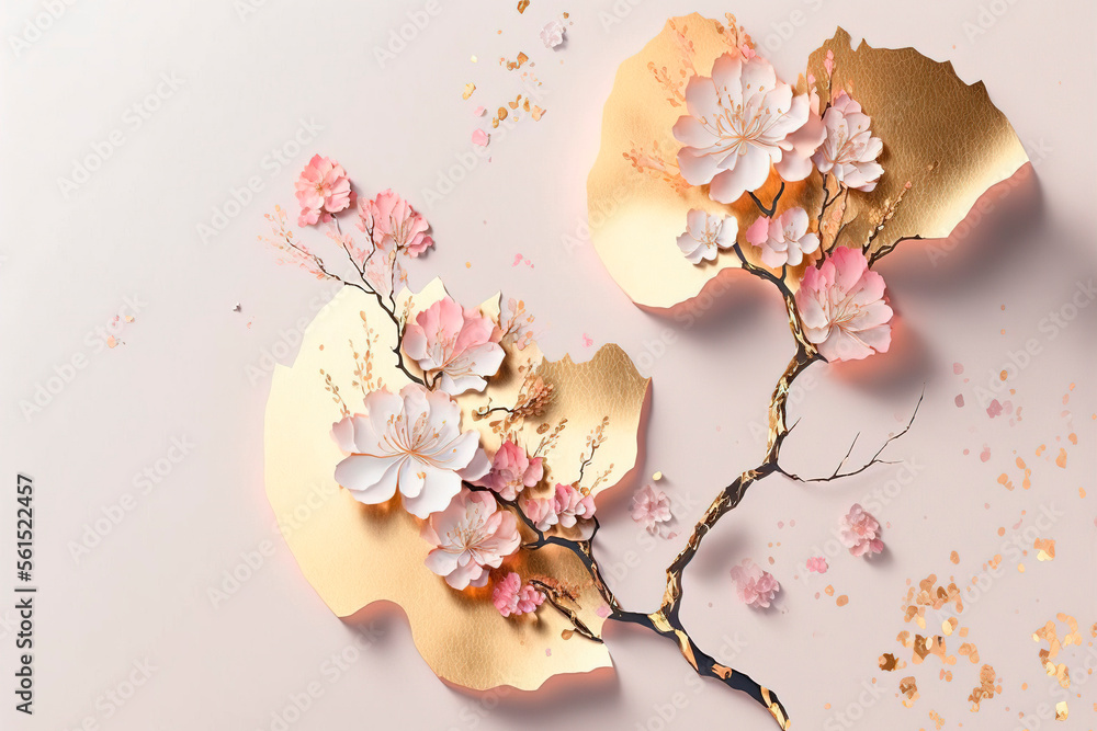 Spring wallpaper with sakura blossom. Abstract design for prints ...