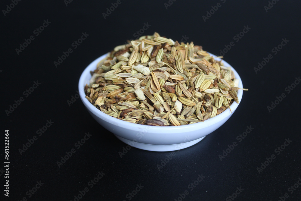 Dried granules of Aniseed, or Pimpinella Anisum seed, or Adas Manis ...