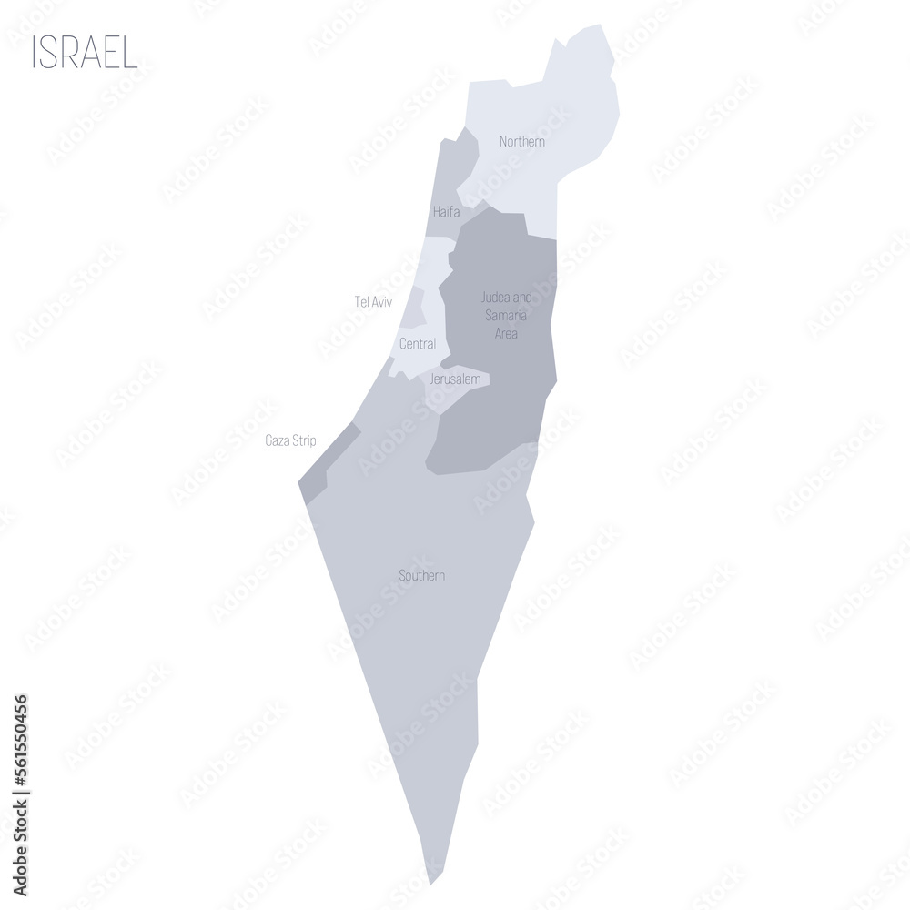 Israel political map of administrative divisions - districts, Gaza ...