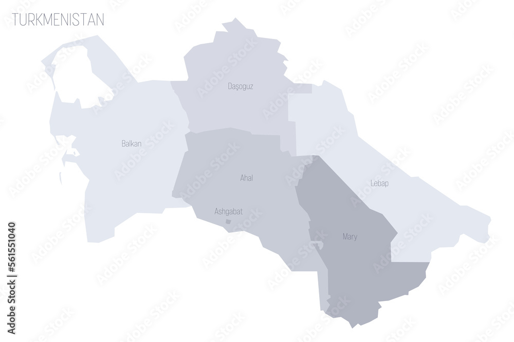 Turkmenistan political map of administrative divisions - regions and capital city district of ...