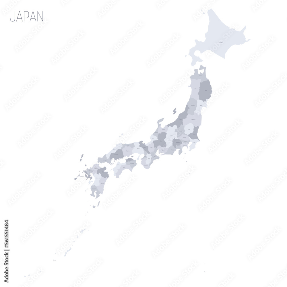Japan political map of administrative divisions - prefectures ...