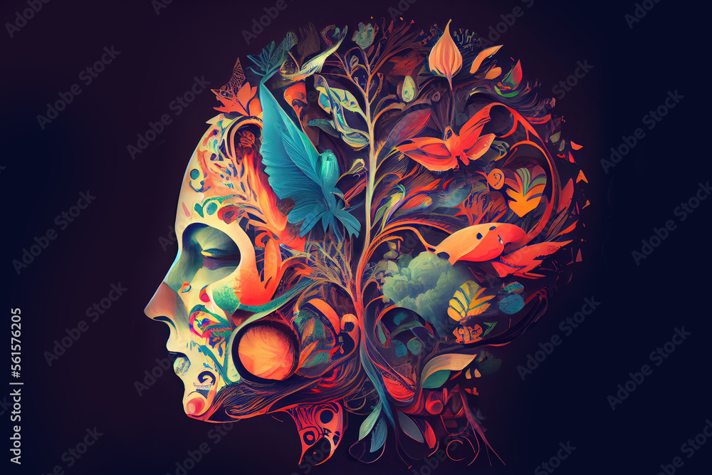 Generative AI illustration of annual collective mind concept art ...