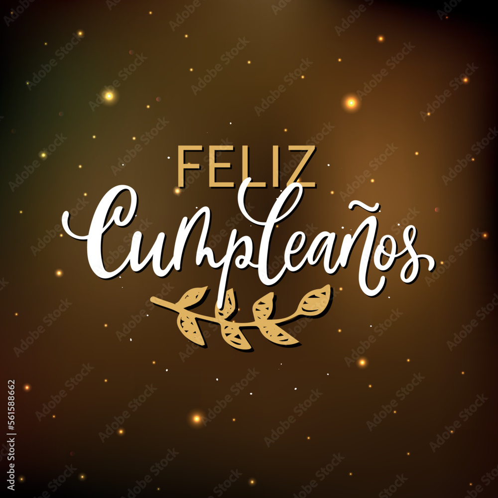Feliz Cumpleanos handwritten text - Happy Birthday in Spanish. Hand ...