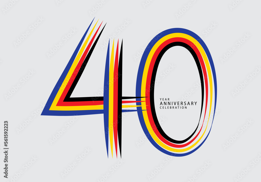 40 years anniversary celebration logotype colorful line vector, 40th ...
