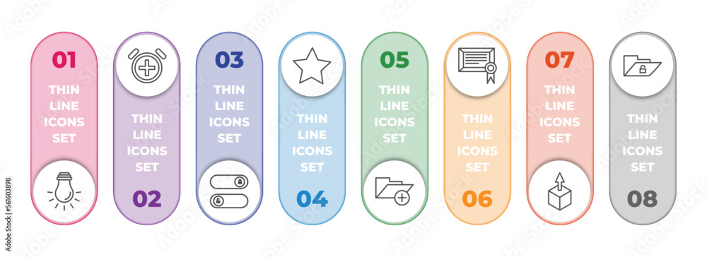user interface infographic element with outline icons and 8 step or ...