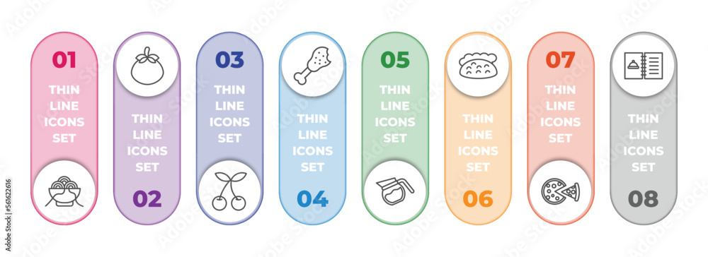 bistro and restaurant infographic element with outline icons and 8 step ...