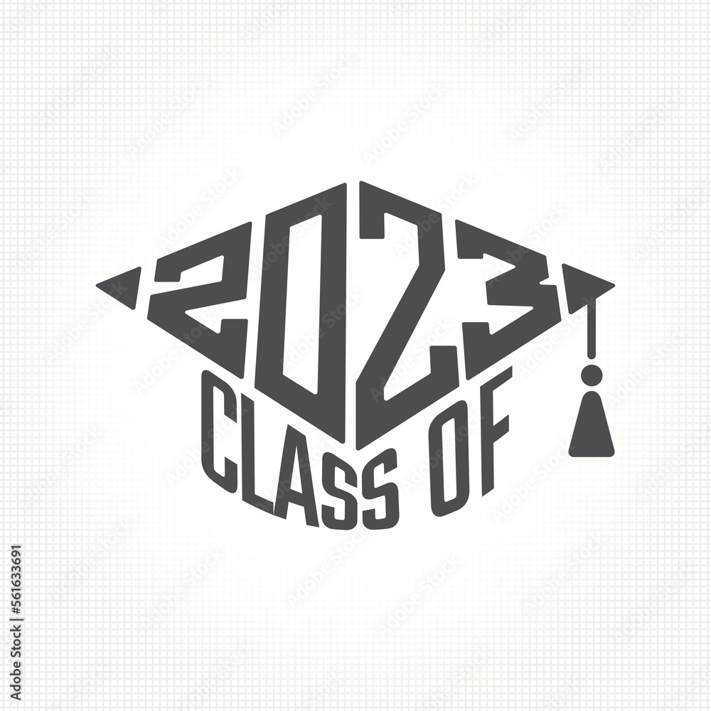 Class of 2023 Academic Graduation Cap Square Shape Lettering ...