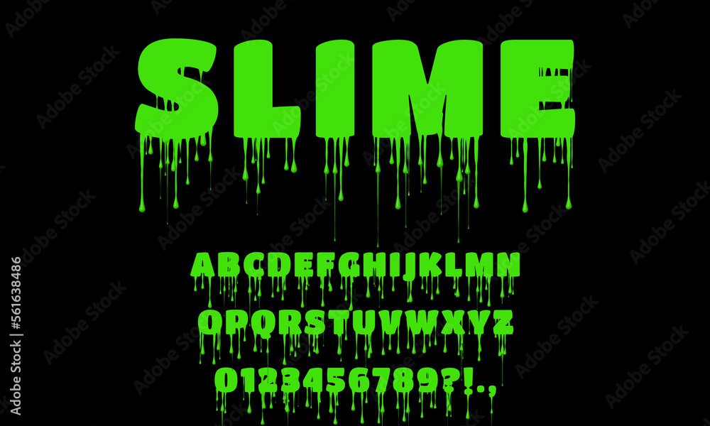 Ilustración de Stock Green slime alphabet set with dripping letters and ...