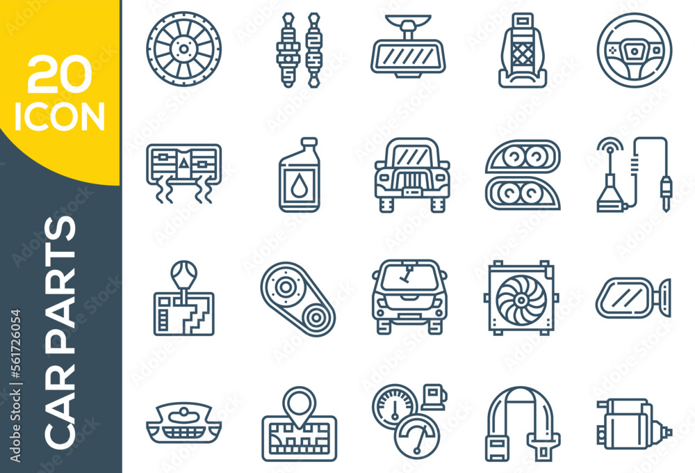CAR PARTS ICON SET DESIGN Stock Vector | Adobe Stock