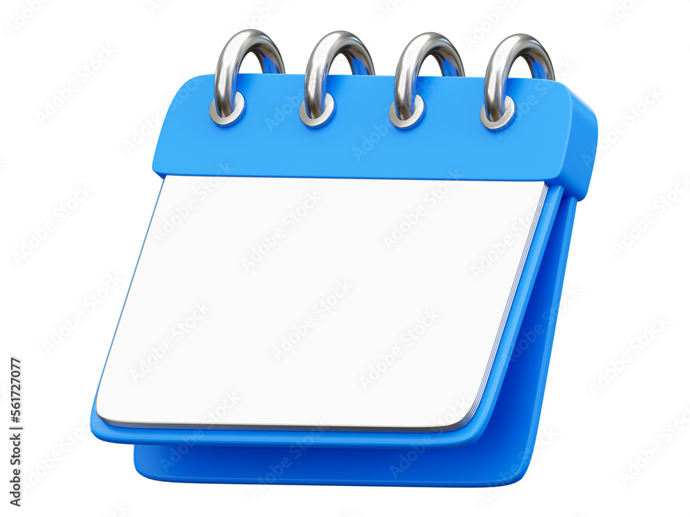 Blue calendar 3d icon date schedule isolated on png background with ...