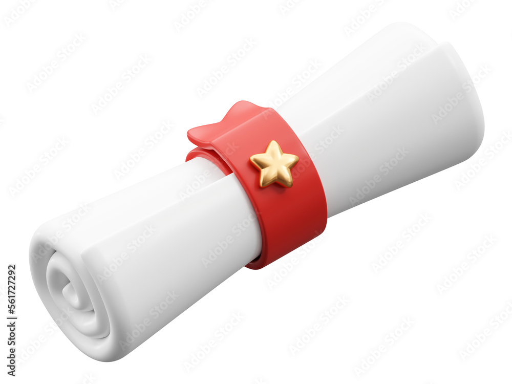Graduation diploma rolled scroll 3d message icon isolated on png ...