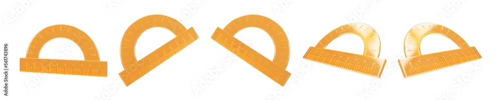 Ruler in 5 angles isolated on transparent background 3d rendering Stock ...