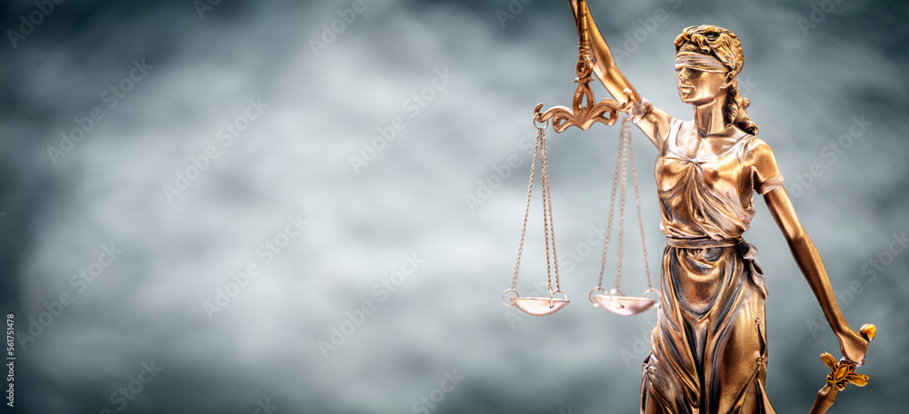 Legal and law background concept statue of Lady Justice with scales of ...