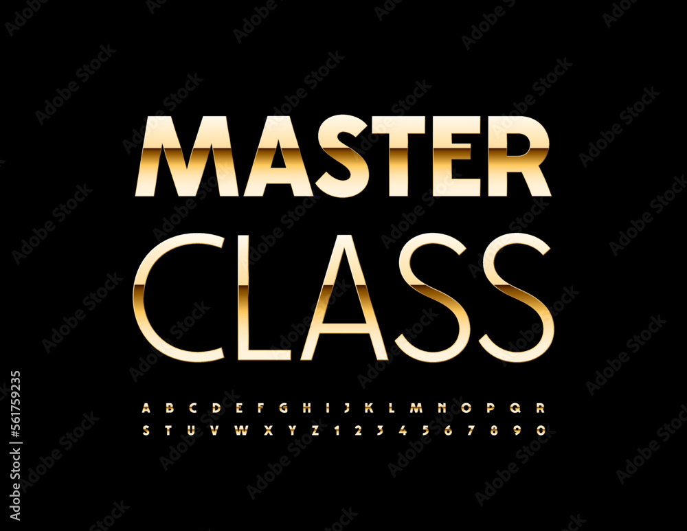 Vector modern Emblem Master Class. Elegant Golden Font. Artistic ...