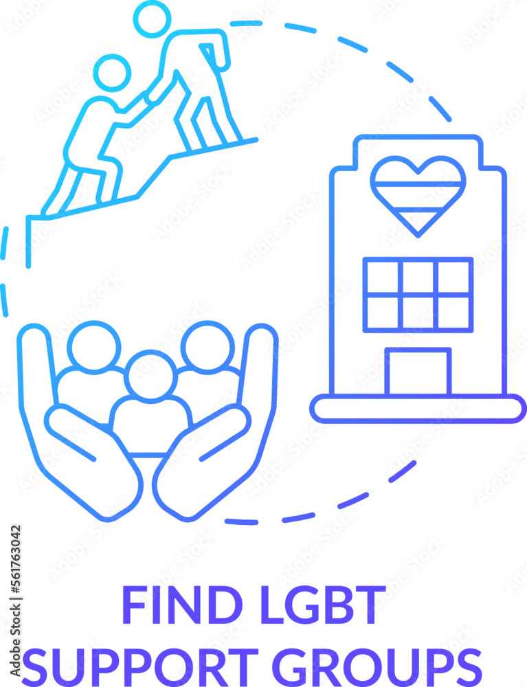 Find LGBT support groups blue gradient concept icon. Tolerant ...