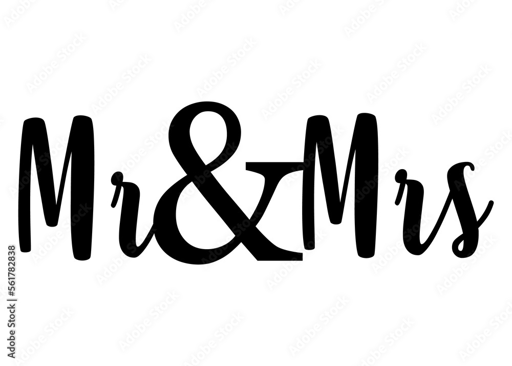 Logo aislado con palabra Mr and Mrs en texto manuscrito para su uso en ...