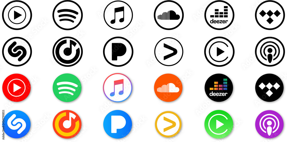 Foto de Stock Apple Music, Spotify, YouTube Music, SoundCloud, Deezer ...