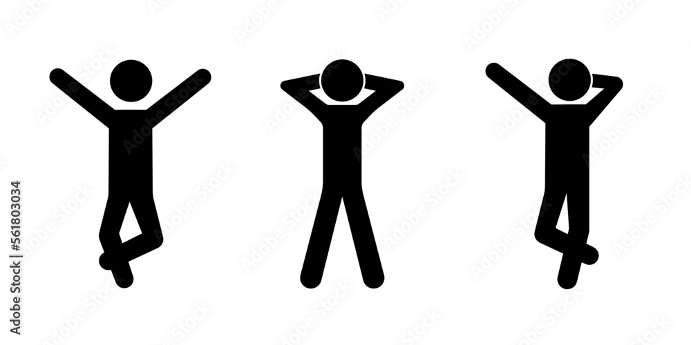 Collection of stick figures with different poses, human icon symbol ...