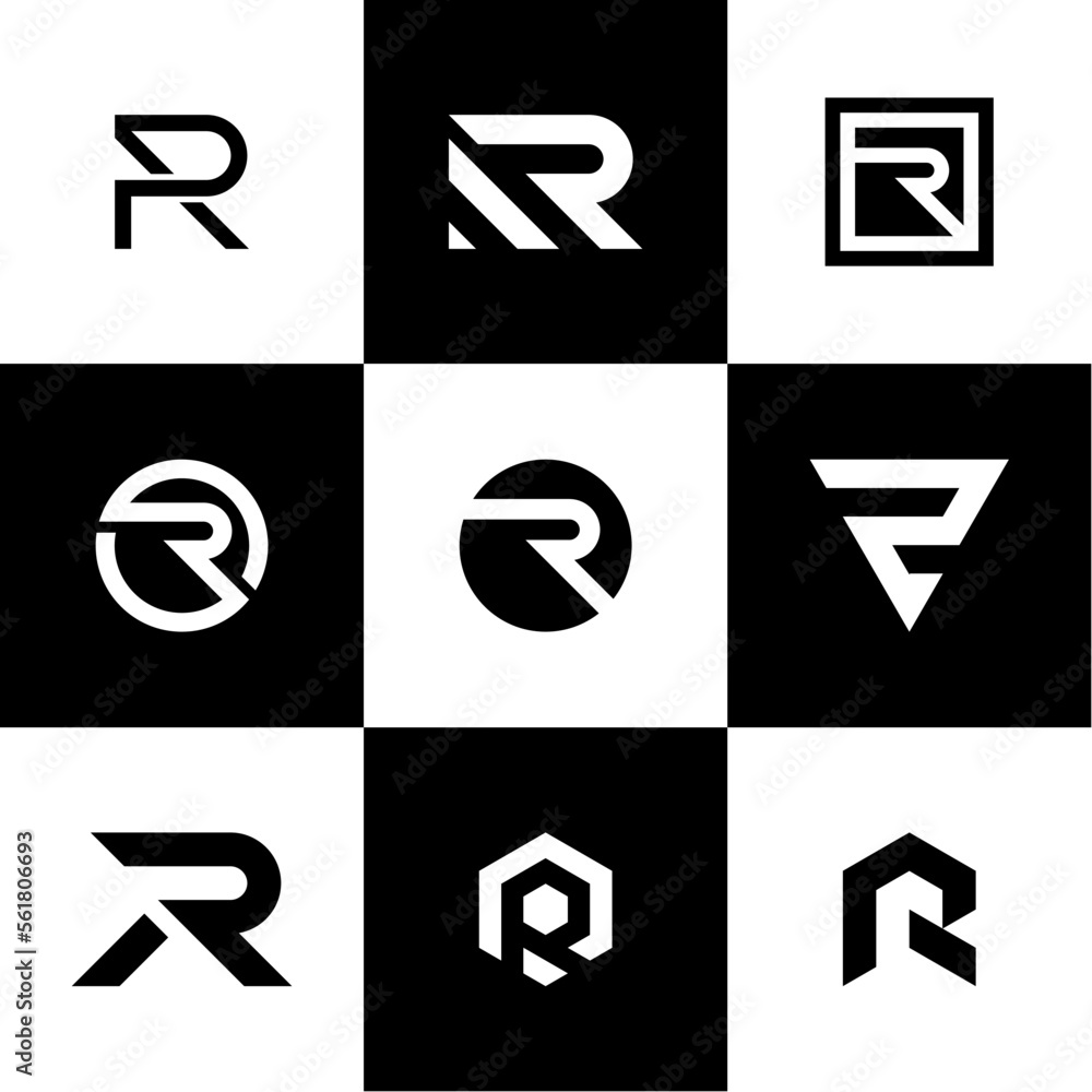 Initial letter R Logo Design Inspiration. With a Set of Business ...