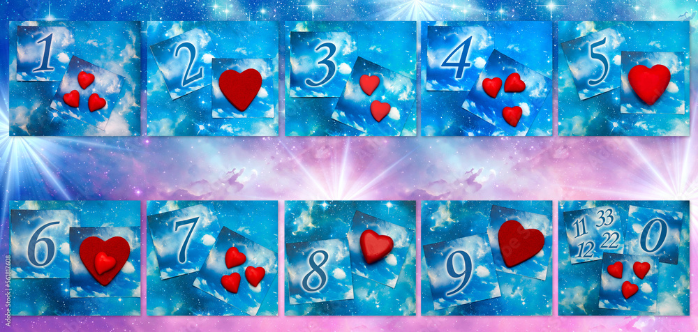 numerology esoteric concept with numbers one, two, three, four, five ...