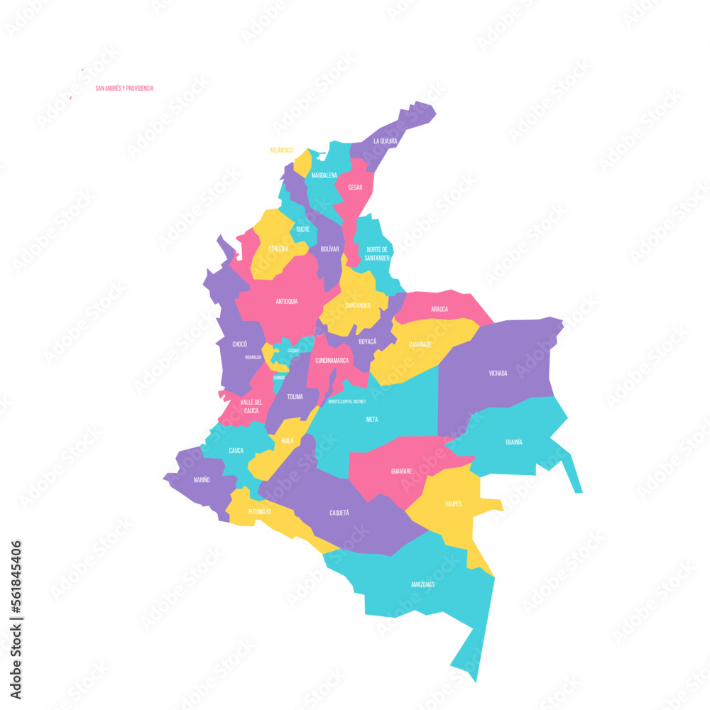 Colombia political map of administrative divisions - departments and ...