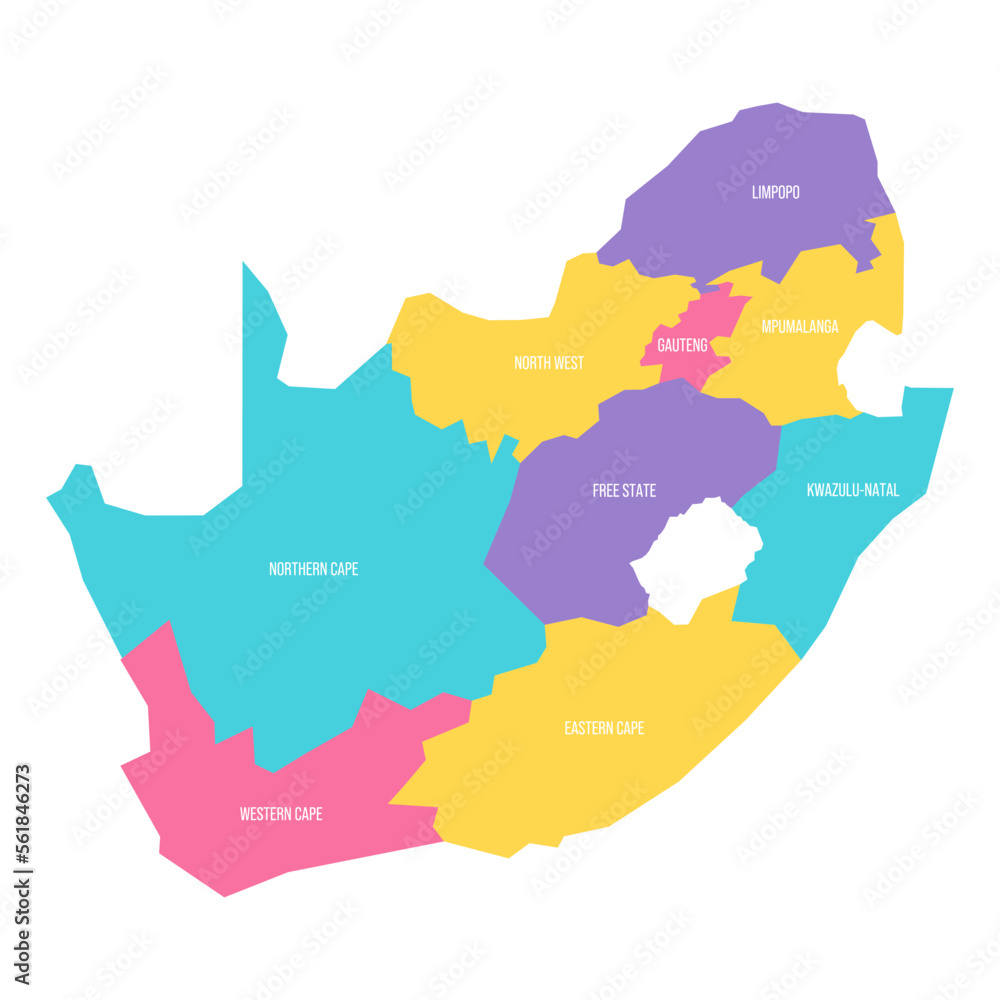 South Africa political map of administrative divisions - provinces ...