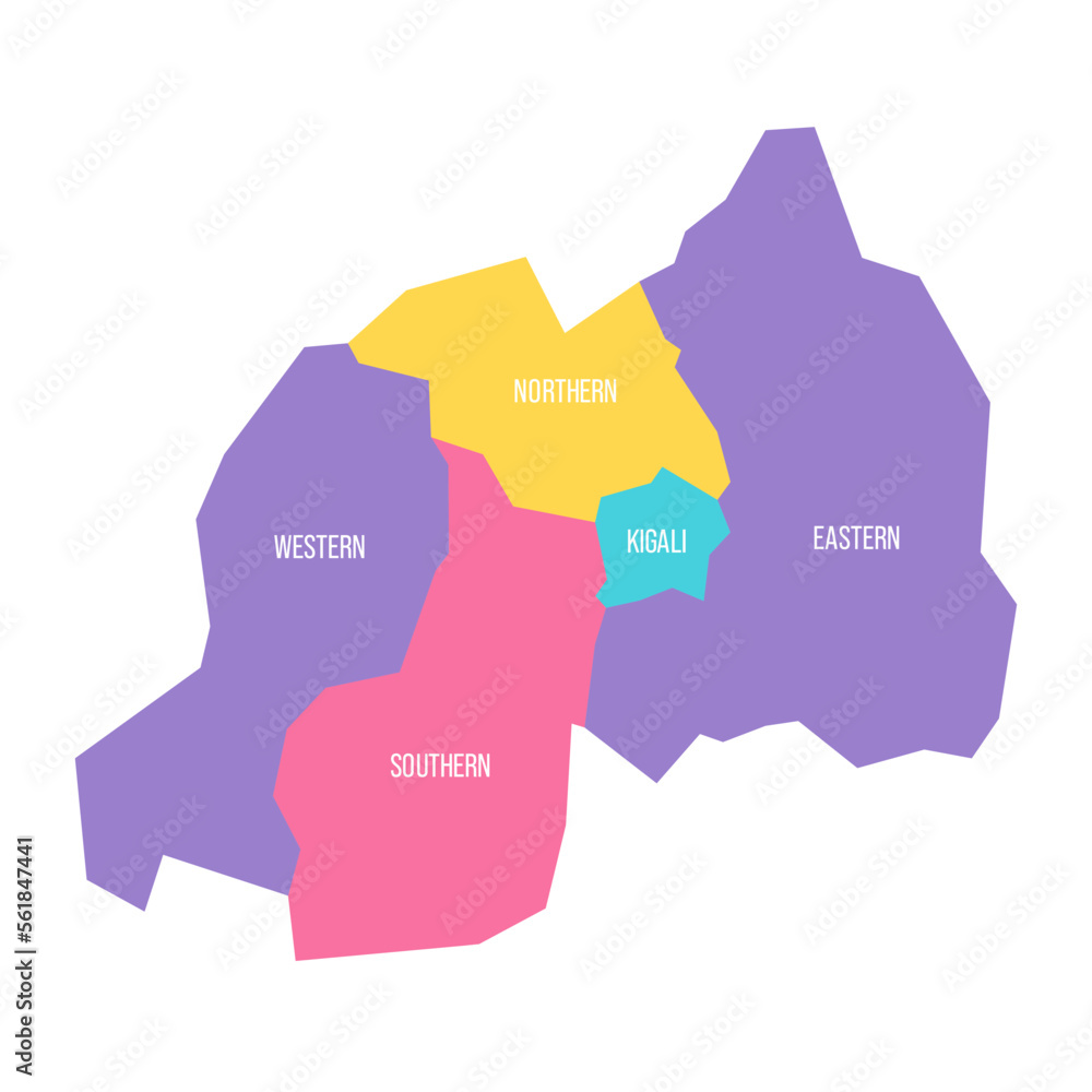 Rwanda political map of administrative divisions - provinces. Colorful ...