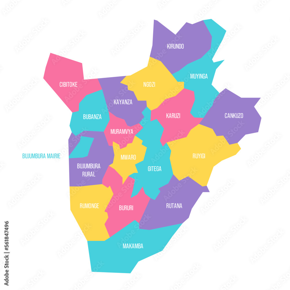 Burundi political map of administrative divisions - provinces. Colorful ...