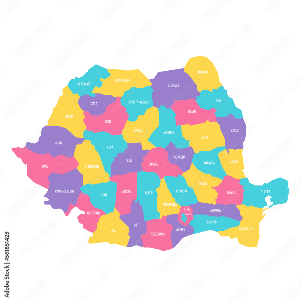 Romania political map of administrative divisions - counties and ...