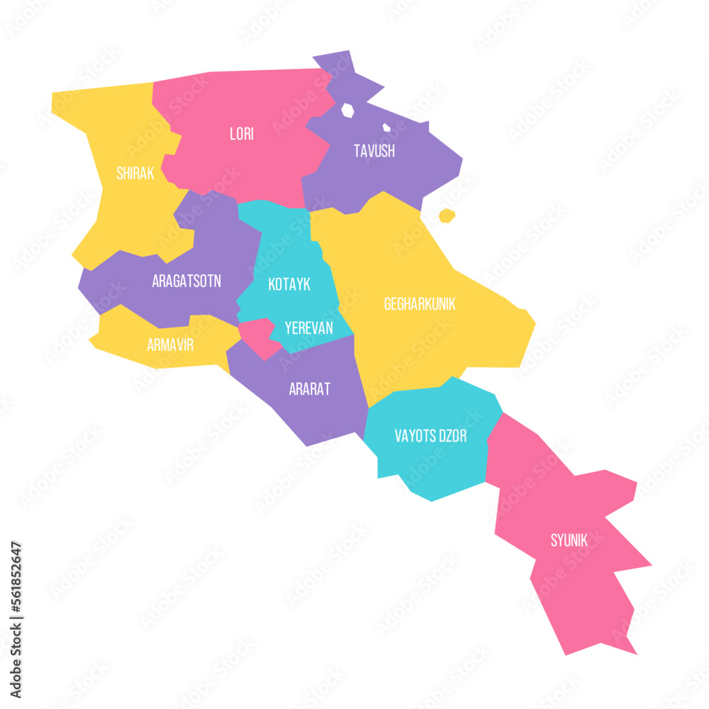 Armenia political map of administrative divisions - provinces and ...