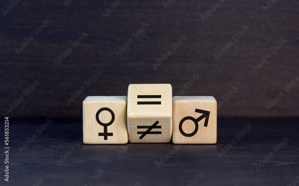 Foto de Stock Symbol for gender equality. Turned a cube and changed a ...