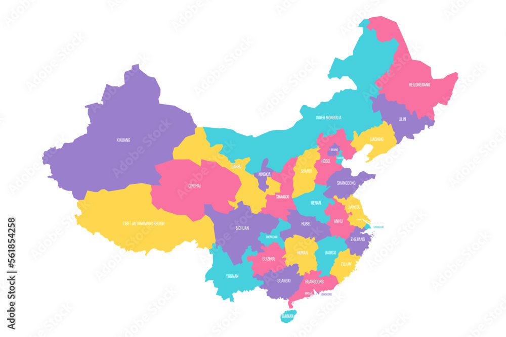 China political map of administrative divisions - provinces, autonomous ...