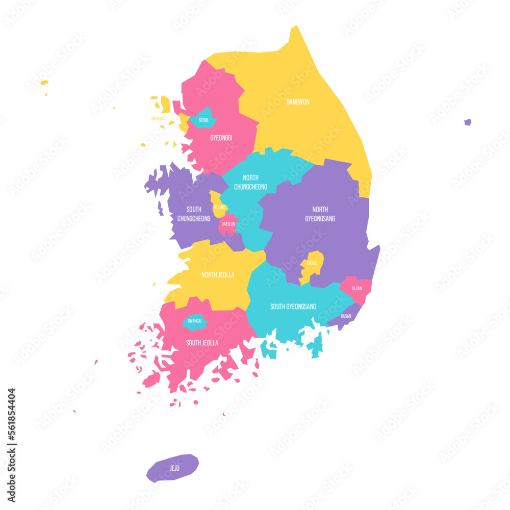 South Korea political map of administrative divisions - provinces ...