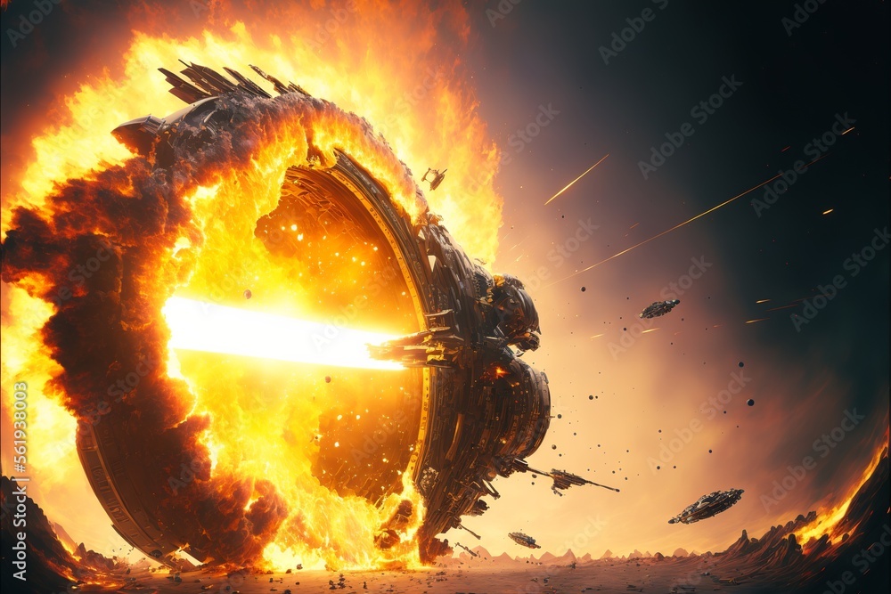 Ultimately gigantic megastructure crashing to a planet surface while ...