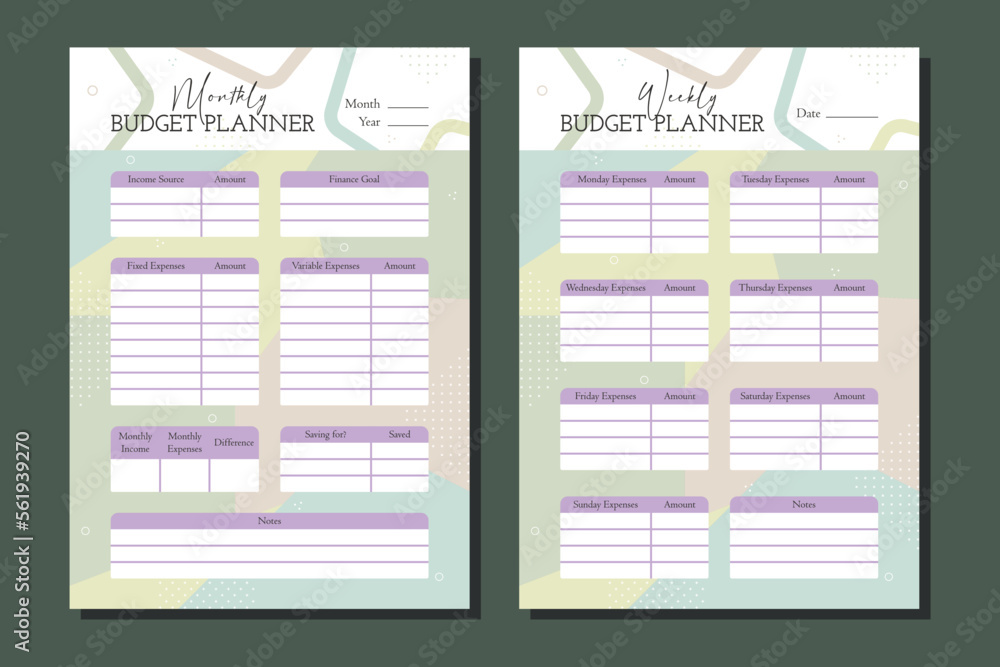 Set of Monthly and Weekly budget tracker to achieve finance goals ...