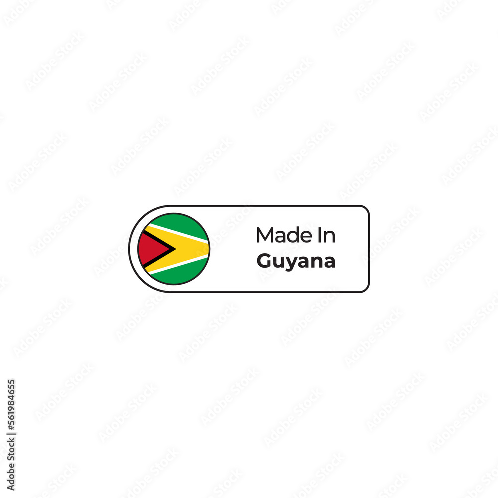 Made in Guyana label design with flag and text isolated on transparent ...