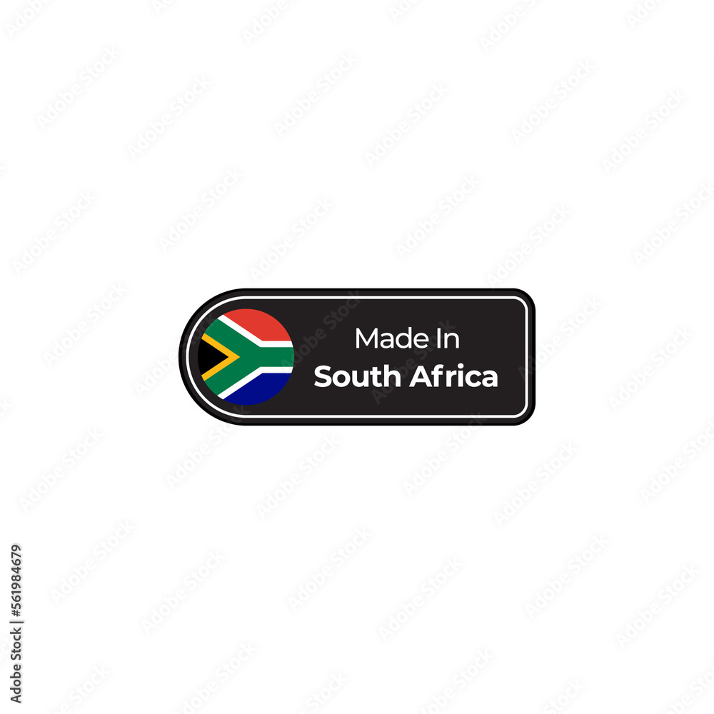 Made in South Africa black label design with the national flag Stock ...