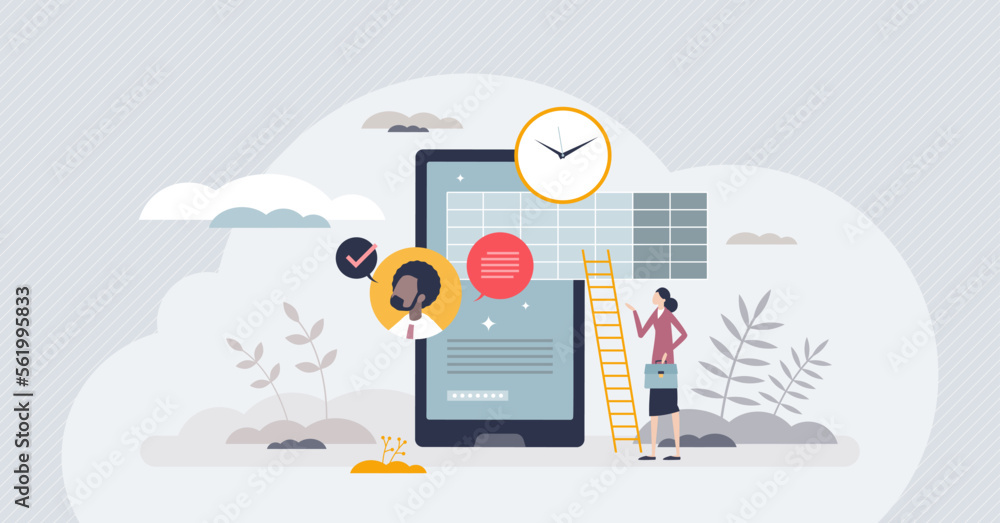 Timesheets usage in phone for effective time management tiny person ...