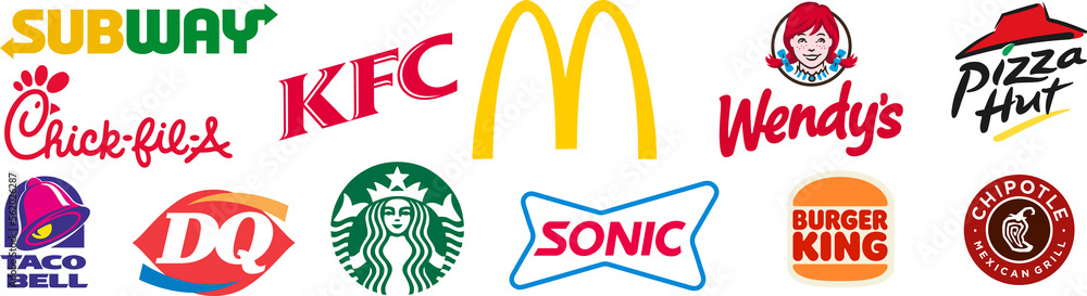 Fast food restaurant chains: McDonald's, Starbucks, Subway, KFC, Burger ...