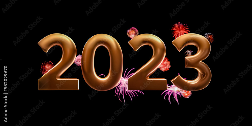 2023 year 3d text text on black, CGI 3d 4K and ai generated. Stock ...