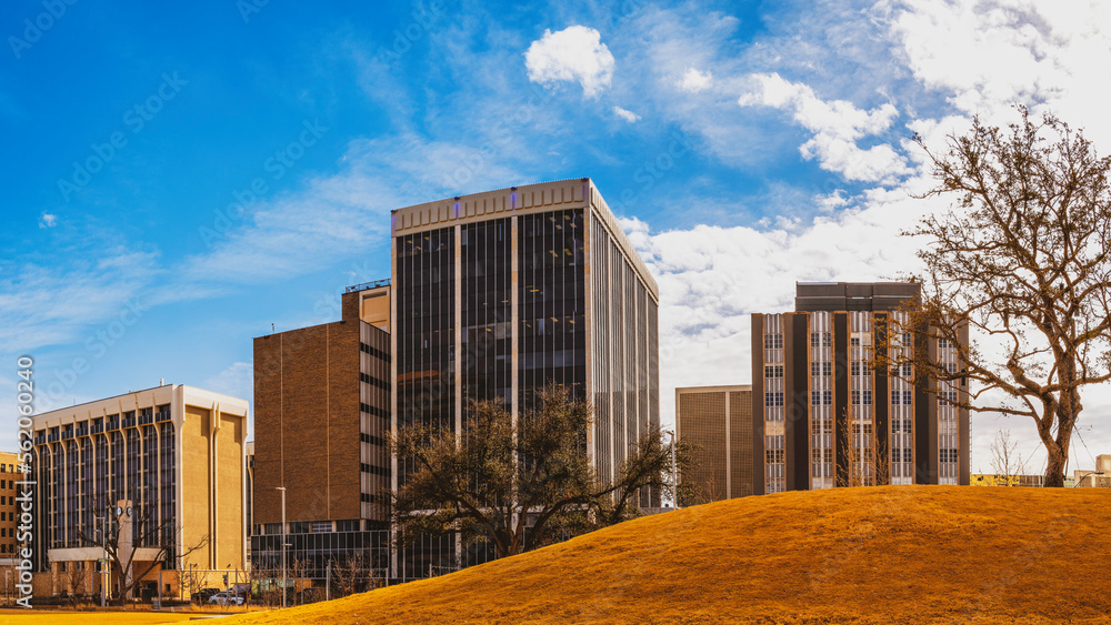 Panoramic Midland Texas city skyline and downtown skyscrapers over the ...